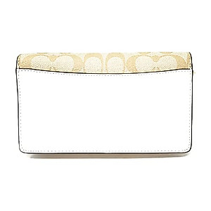 Coach Women's Anna Foldover Clutch Crossbody Bag (Signature Canvas - Light Khaki - Chalk)