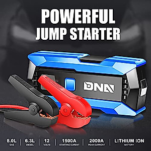 DNA MOTORING 12V 2000A Peak Multi-Function Portable Car Battery Jump Starter for Up to 8.0L Gas / 6.3L Diesel Engine, with Carry Case,Blue/Black, TOOLS-00277