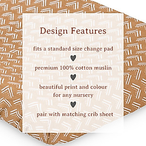 Lulujo Muslin Change Pad Cover - Fitted Changing Pad Cover for Boys and Girls -32"x17", 1 Pack (Mudcloth)
