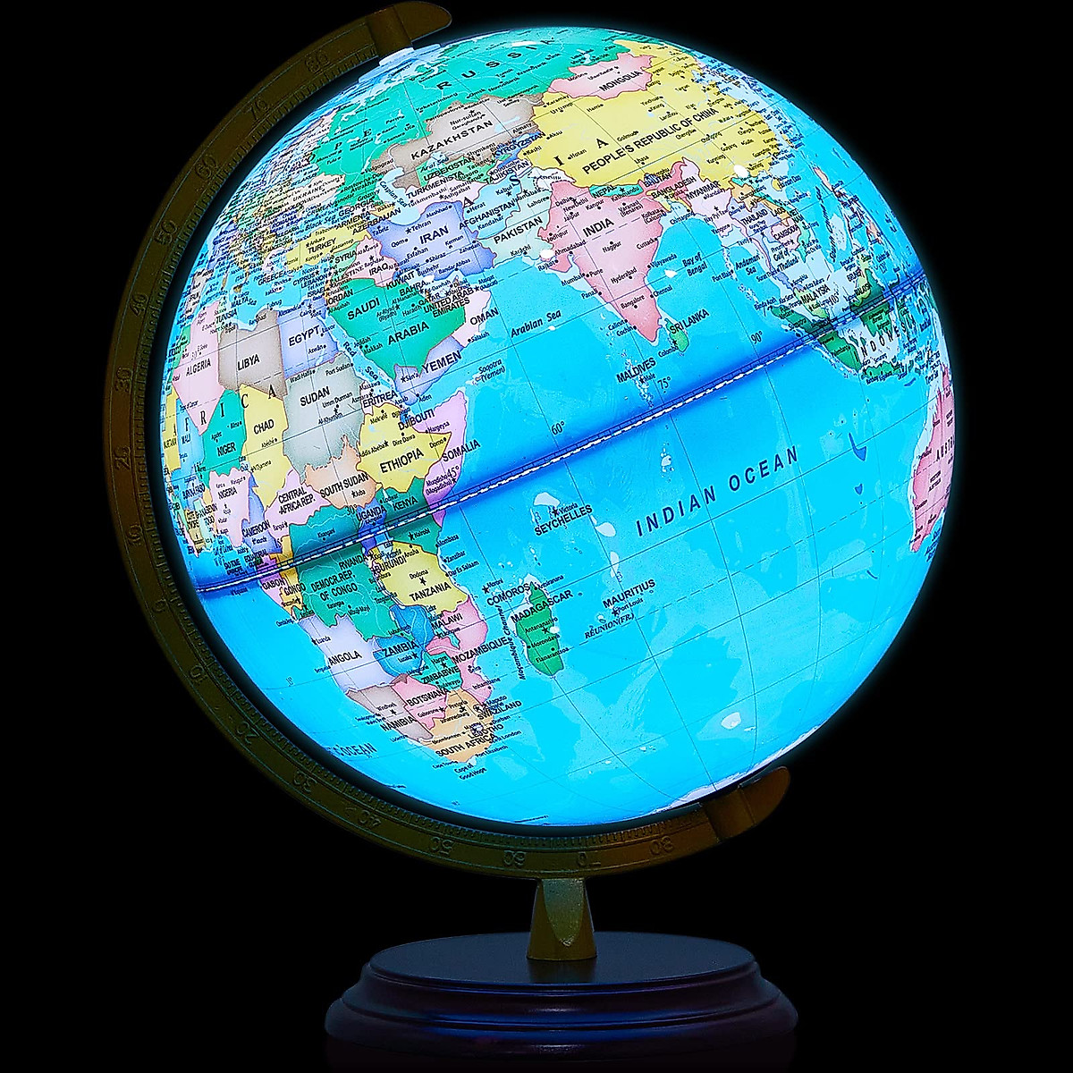 Amylove 13'' Illuminated World Globe with Stand 720°/360° Rotation Rewritable Light Up Globe for Kid World Map for Interactive Learning Light with Base Lamp LED Decor(Classic)