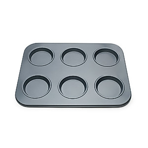 Fox Run Non-Stick Baking Pan, 6 Cup Large Muffin Top, Metallic