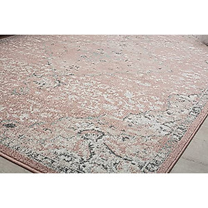 Rugs America Hailey Collection Vintage Transitional Area Rug - Ideal for Living Space, Living Room, Dining Room, Bedroom and Many More (6' Round, Pink Amaranth)