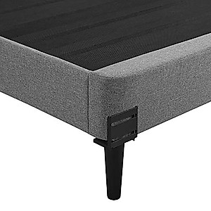 Classic Brands Palmetto Upholstered Platform Bed Frame/Mattress Foundation/Wood Slat Support/No Box Spring Needed, Light Grey, Full