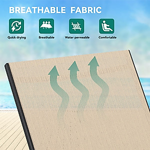 YITAHOME Outdoor Chaise Lounge Chair Set of 3, Pool Lounge Chairs with Side Table & 5-Position Adjustable Backrest, Sunbathing Recliner for Poolside, Backyard, Lawn, Deck - Khaki