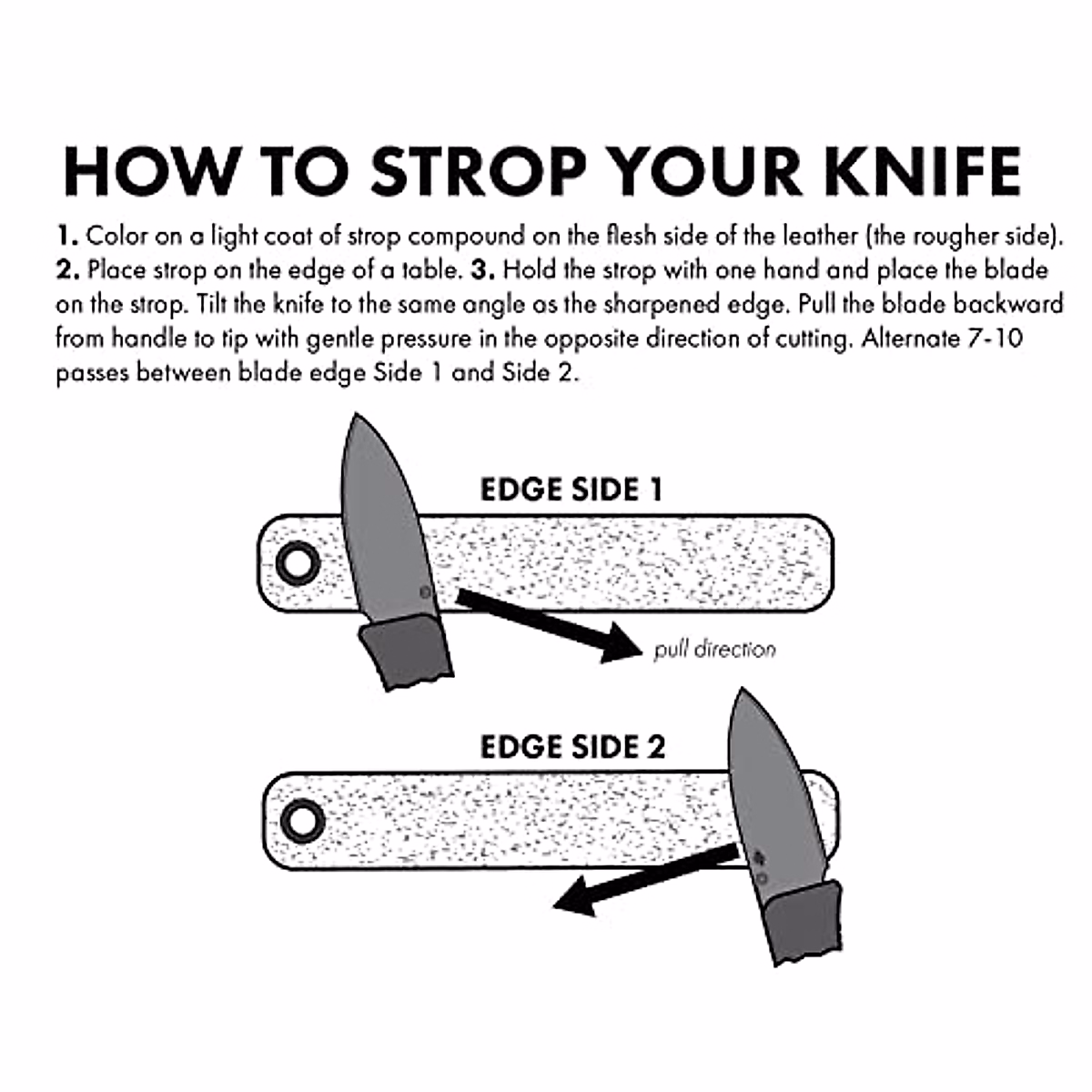 Knafs - Leather Strop for Honing Pocket Knives - Includes Stropping Compound
