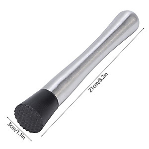 2PCS Muddler for Cocktails Set, 8" Drink Muddler Set Long Muddler Old Fashioned Stainless Steel Muddler Mojito Muddler Ice Crusher Bartender Tool for Bars Bartender Accessories Home Bar Tools Set