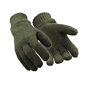 RefrigiWear Fleece Lined Thinsulate Insulated Ragg Wool Gloves (Green, Large)