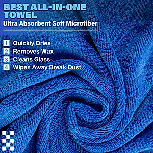 Relentless Drive Large Car Drying Towel 24” x 60” (3 Pack) - Microfiber Towels for Cars - Ultra Absorbent Drying Towels for Cars, Boats, & SUVs - Car Wash Towels - Lint and Scratch Free
