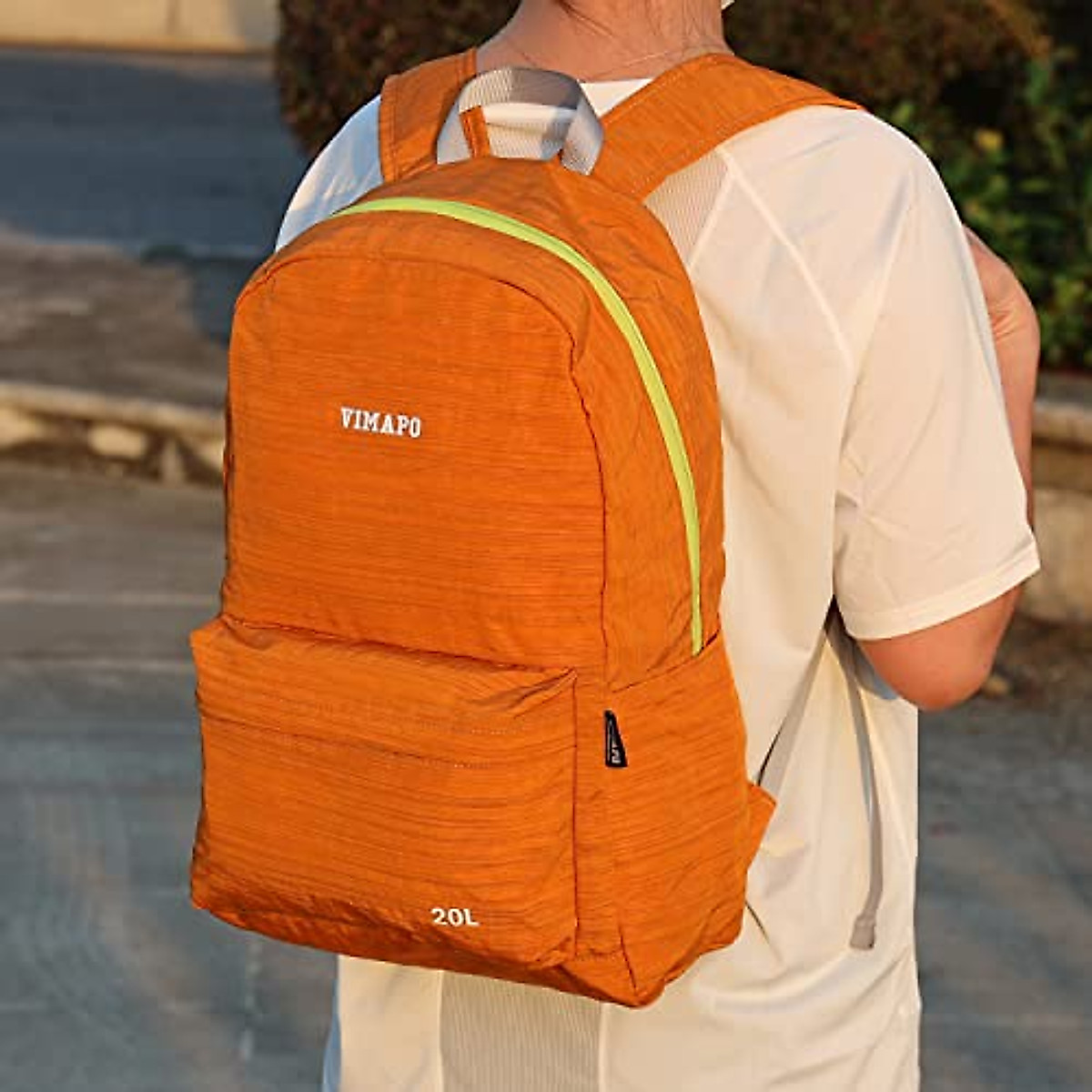 vimapo Foldable Casual Daypack, Lightweight Nylon Backpack for Travel, 20L Packable Hiking Daypack, Camping Outdoor Cycling Bag for Adults (Orange)