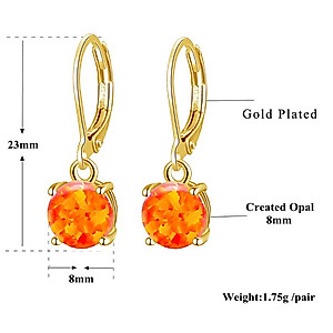 CiNily Gold Plated Dangle Earrings for Women Ladies Leverback Yellow Opal Drop Earrings