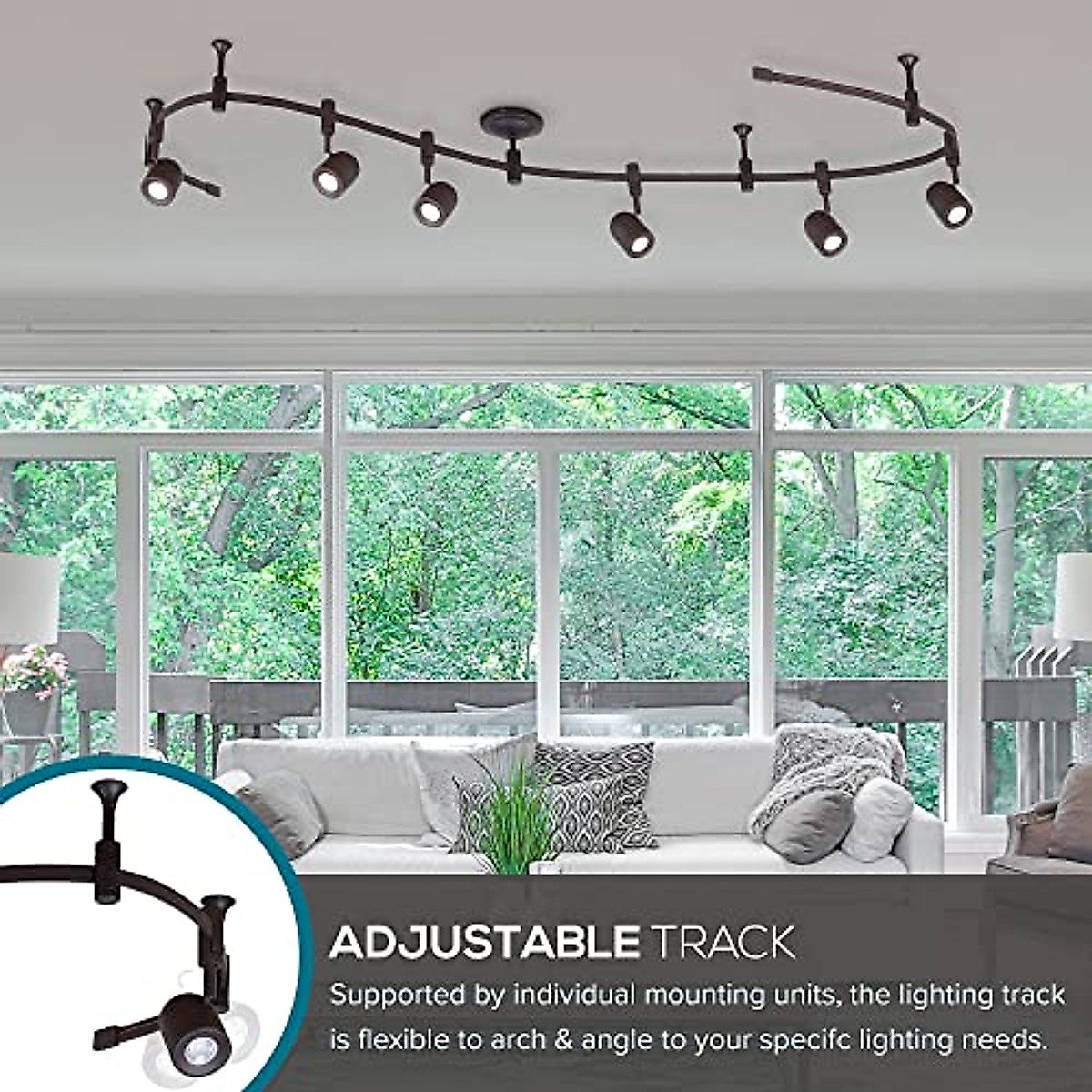 Catalina Lighting 96" Transitional 6-Light Integrated LED Flex Track Ceiling Light, Oil Rubbed Bronze