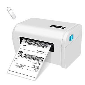 with U Disk (Driver.Software, Video are in U Disk) Label Maker Printer Thermal Barcode Shipping Printer Bluetooth and USB 110mm 4X6 Shipping Sticker Label Printer 4 inch (USB+Bluetooth Port)