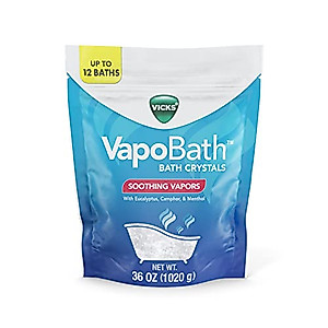 Vicks VapoBath, Bath Salts, Bath Bomb, Non-Medicated Bath Crystals, Comforting Vicks Vapors, Vapor Bath, Aromatherapy with Eucalyptus and Menthol Scent, Contains Essential Oils, 36 OZ