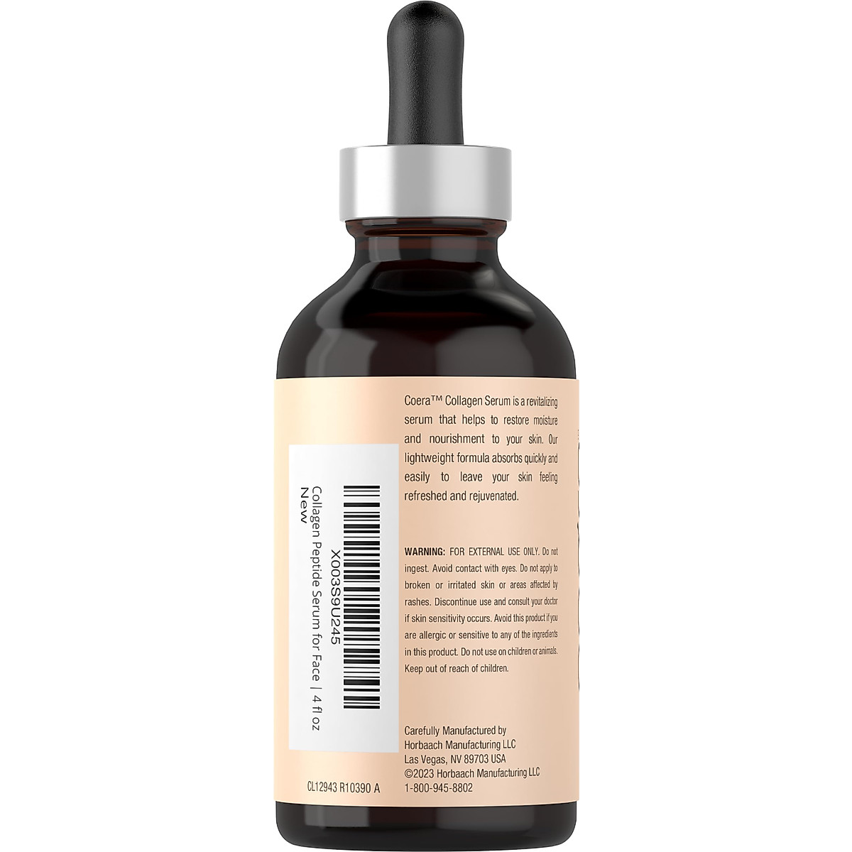 Coera Collagen Serum for Face | 4 fl oz | with Collagen Boosting Peptides | Professional Strength Formula | Free of Parabens, SLS, & Fragrances | Packaging May Vary