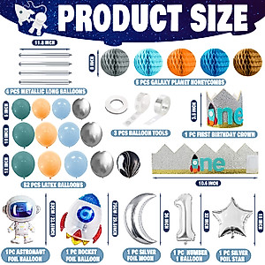 First Trip Around The Sun Birthday Party Decoration Pack, 1st Baby Shower Space Birthday Party Supplies Including Banner, Backdrop, Garland, Tablecloth, Felt Hat, Honeycomb, Cake Toppers, Latex and