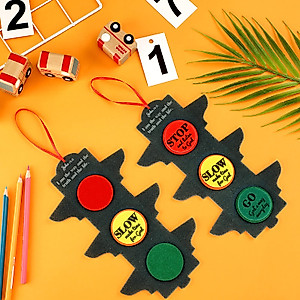 Eaasty 24 Sets Christian Traffic Light Kit Felt Bible Crafts Sunday School Crafts Educational Traffic Lamp for Kids Religious Scripture John 14:6 Crafts for Kids and Fun Classroom Party Activities