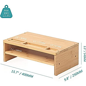 Well Weng Desk Monitor Riser Stand with Storage Organizer 2 Shelves for Computer, iMac, Printer, Laptop