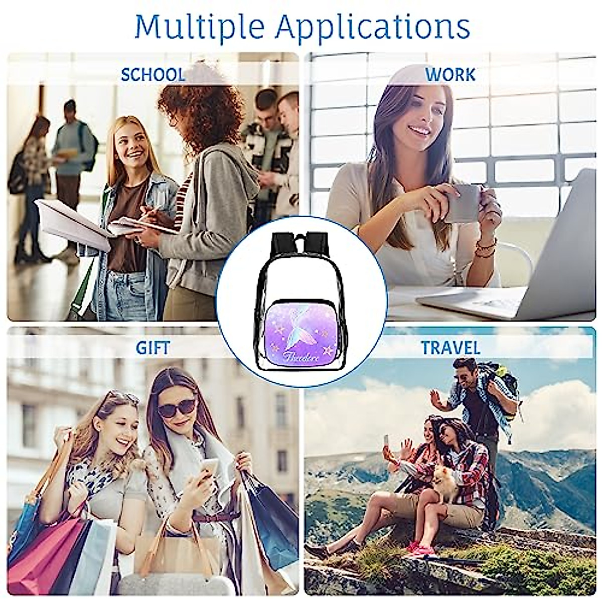 Amlion Custom Clear Backpack with Name Personalized Transparent ...