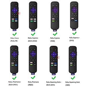 CaseBot Remote Case for Roku Voice, Express HD / 4K+, Ultra LT Enhanced Voice, Express 3930, Premiere+ 3921, Streaming Stick+ Remote, Honey Comb Anti Slip Shockproof Silicone Cover, Blue Glow