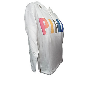 Victoria's Secret Pink Fleece Campus Pullover Sweatshirt Hoodie Color White New (as1, alpha, x_l, regular, regular)