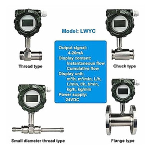 XAXAX Water Flow Meter, LWGA/LWGB/LWYC Liquid Flow Meter Sensor, Transmitter 4-20mA for Pure Water Edible Oil Methanol Beer Gasoline Milk,Gallon, QTS, PTS, L, m³(LWGB-DN15)