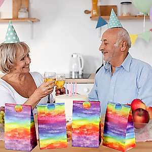 GITMIWS 28 Pcs Tie Dye Gift Bags, Kids Goodie Bags with 28 Pcs Stickers for Birthdays, Baby Showers, Kids Crafts and Activities, May Day, Valentine's Day, Christmas Day, Tie Dye Party Decorations（4.7L x3.2W x8.2H）