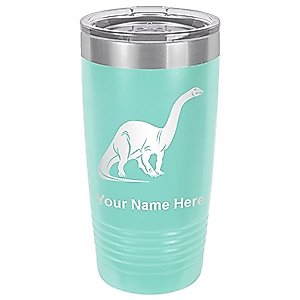 LaserGram 20oz Vacuum Insulated Tumbler Mug, Brontosaurus Dinosaur, Personalized Engraving Included (Teal)