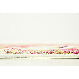 Unique Loom Lyon Collection Modern Watercolor Floral Area Rug, 2 x 6 ft, Ivory/Pink