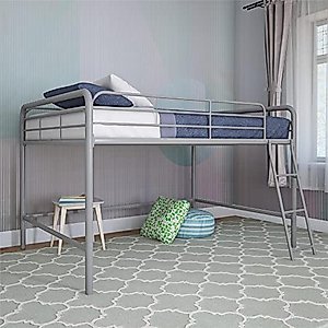 DHP Jett Junior Full Metal Loft Bed, Silver