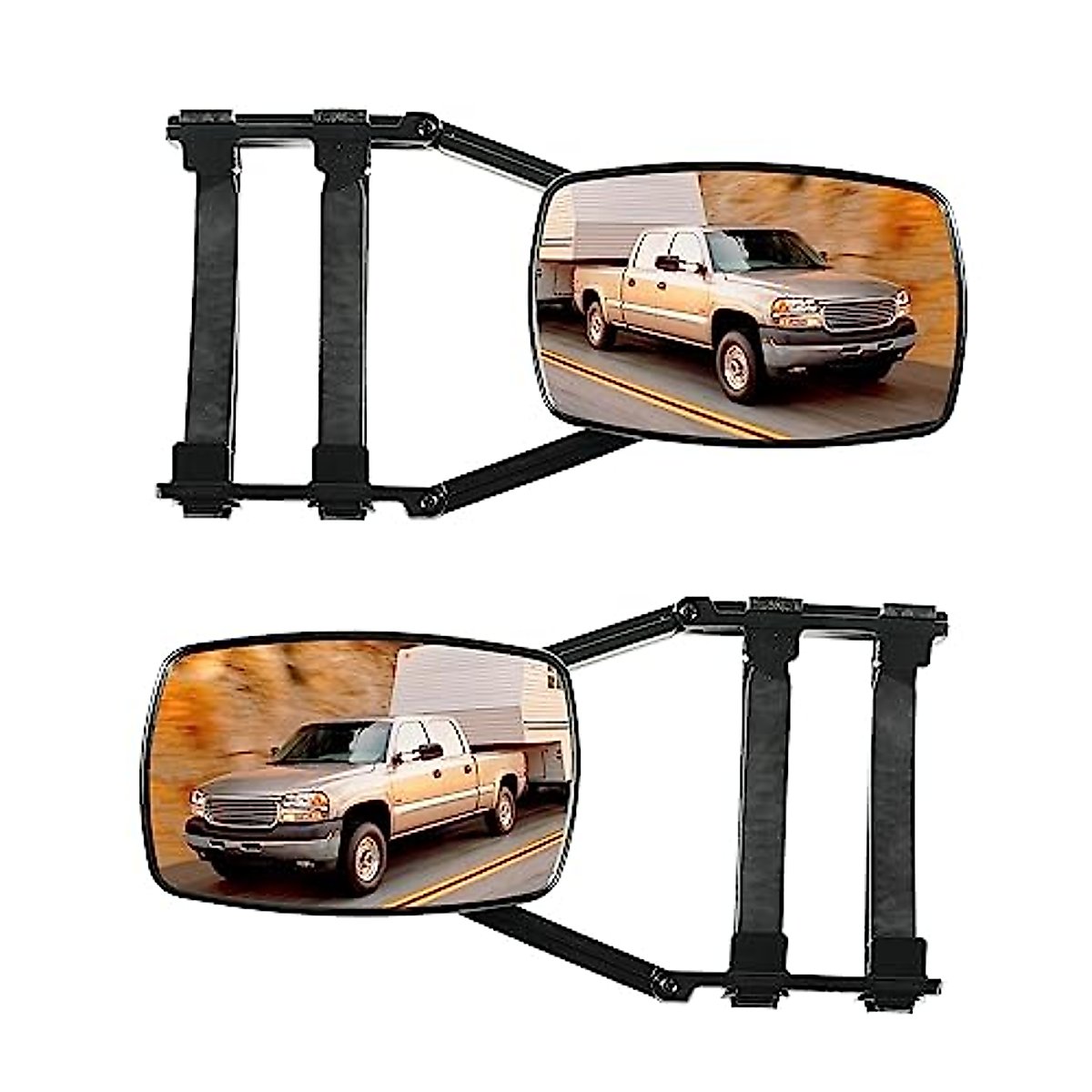 AOCISKA Car Tow Mirrors,Universal Clamp-On Towing Mirror 360 Degree Rotation Adjustable Towing Mirror,RV Leveling Blocks Rear View Side Clip on Mirror Extensions for Towing