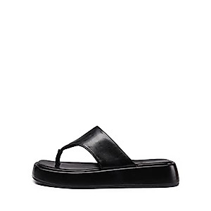 DREAM PAIRS Women Thong Platform Sandals Y2K Comfort Cute Slides Soft Flatform Flip Flop Sandals for Summer Beach SDPW2351W Black Size 10
