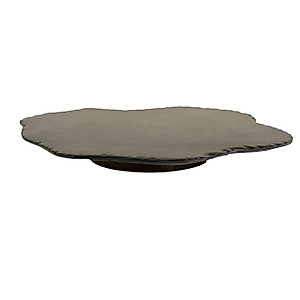 MY SWANKY HOME Black Natural Stone Rustic Edge Lazy Susan Kitchen Turntable Rotating Tray