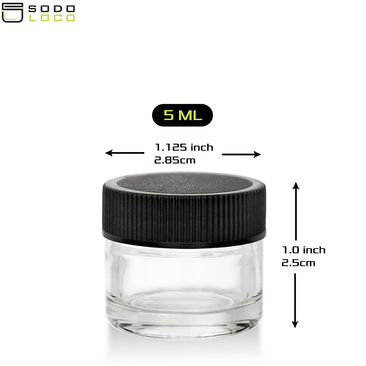 (200 Pack) 5ml Thick Glass Jars with Black Lids - Airtight Containers for Oil, Lip Balm, Wax, Cosmetics - Mini Refillable Jars Great for Travel, Samples, & More