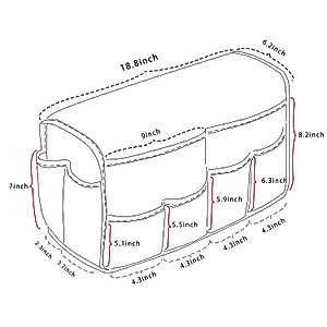 Joywell Anti-Slip Armrest Covers with 8 Pockets for Sofa Couch, Armchair Caddy & Organizer for Remote Control, Phone, iPad, Super Durable Arm Protector for Dog, Cat, Pets, 1 Pcs, Silver Grey