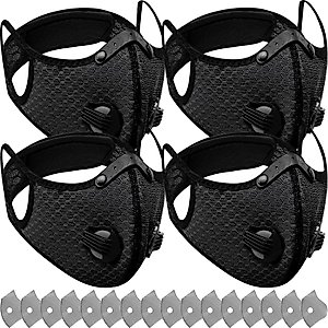 Threlaco 4 Pcs Dust Mask Breathable Reusable Respirator Mask with Filters Adjustable Anti Dust Face Cover with 16 Activated Carbon Filters Concrete Dust Mask for Woodworking Construction