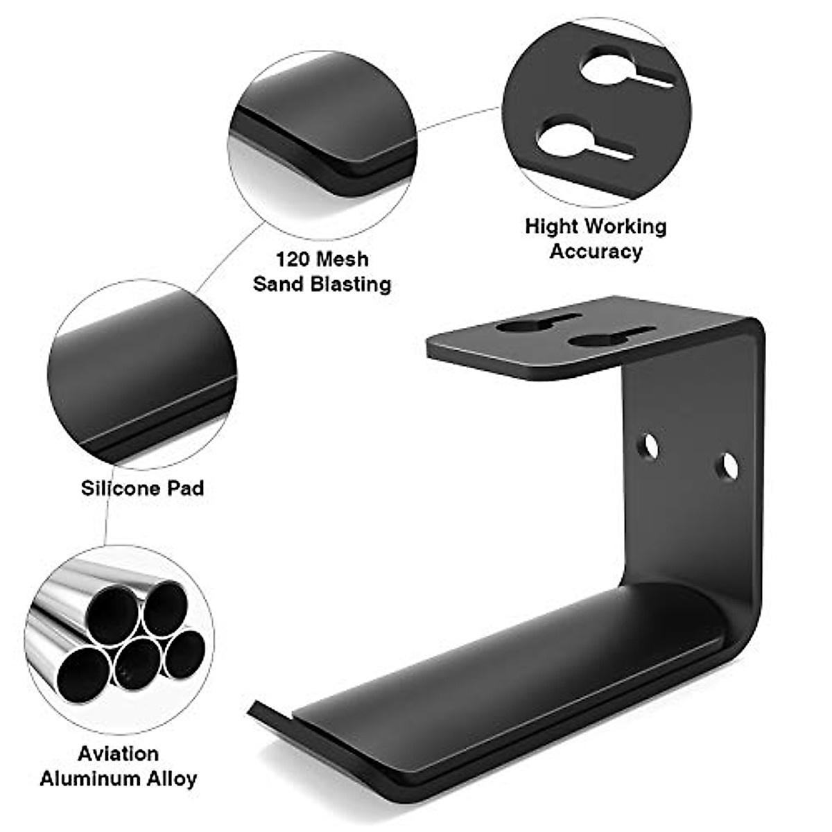 APPHOME 2Pack Headphone Hanger Under Desk Hook Holder Wall Mount, Dual PC Gaming Headset Stand with Cable Clips Organizer Under Table Design, Universal Fit All Headphones