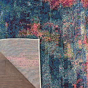 Nourison Celestial Blue/Yellow 9' x 12' Area Rug, Contemporary, Abstract, Easy Cleaning, Non Shedding, Bed Room, Living Room, Dining Room, Kitchen (9x12)