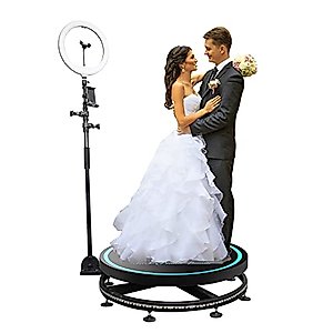 MWE 360 Photo Booth Machine with Software for Parties with Ring Light,Logo Customization,1-2 People Stand on APP Remote Control Automatic Slow Motion 360 Spin Camera Booth (22'')