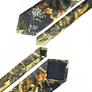 GSQWAHS Mens Ties Hunter Green Tie Dark Camo Army Green Ties for Men Camouflage Necktie Wedding Hunting Dress Oak Neck Tie Forest Men's Neckties