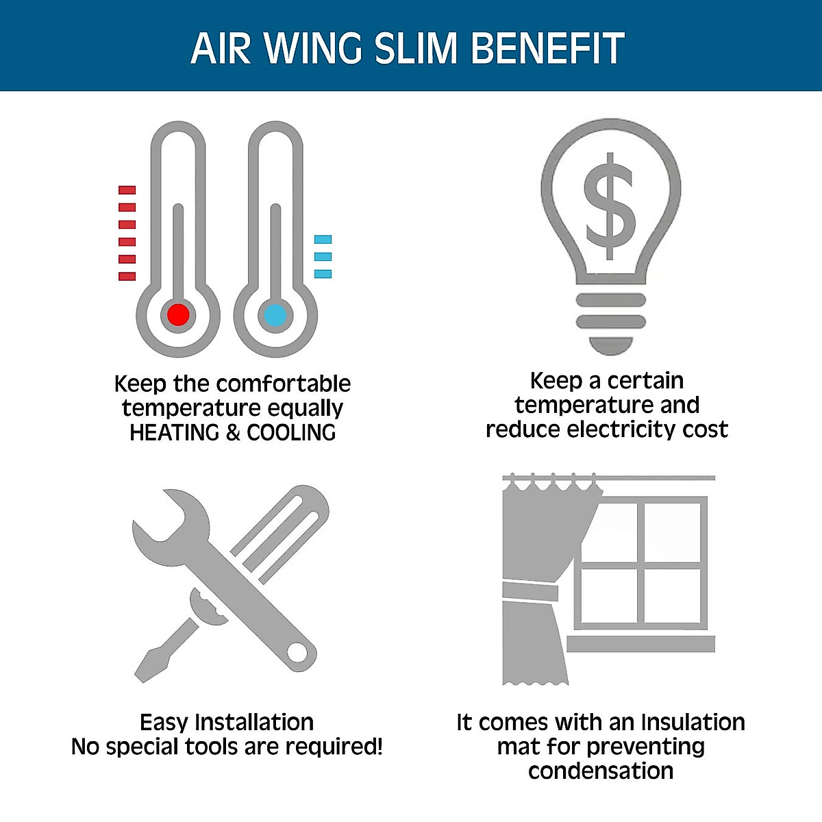 AIR WING Slim, Length & Angle Adjustable Air Conditioner Deflector helps Cooling/Heating Air Circulation, Anti Blast, Wind Baffle and Direction, Anti-Condensation