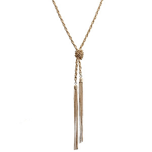 Lariatneck Long Necklaces for Women Gold Necklaces Tassel Y Necklaces Adjustable Knot Chain Tassel Pendant Necklaces gold Costume Jewelry for women