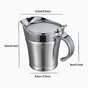 16OZ Gravy Boat Stainless Steel Gravy Warmer Serving Sauce Jug with Lid 450ML