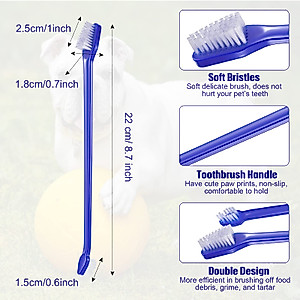 100 Pieces Dog Toothbrush Kit Set Double-Headed Toothbrush Long Handle Tooth Brush Soft Bristle Pet Tooth Brush for Small Medium Large Pet Cat Teeth Cleaning Set