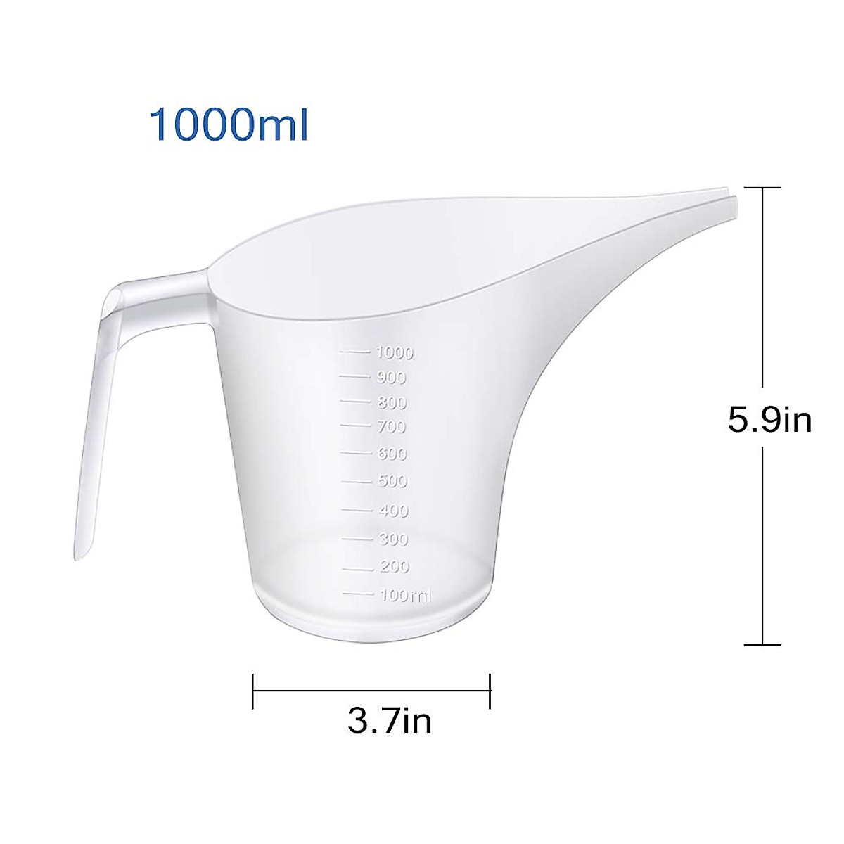 WYKOO Funnel Pitcher (1000ml) For Measuring, Easy Pour Measuring Cup with Funnel Spout, Filling Muffin Pans, Bake ware Molds, Salt Shakers, Spice Jars, Soap & Cakes Molds, Oils, Fluids（3-Pack）