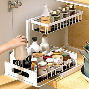 furihshe Under Sink Organizers and Storage, Pull Out Cabinet Organizer 2-Tier Slide Out Sliding Shelf Under Cabinet Storage Multi-Use for Under Kitchen Bathroom Under Sink Organizer