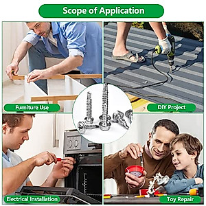 325Pcs Self Drilling Screws Assortment Kit, 410 Stainless Steel Self Tapping Sheet Metal TEK Screws for Metal, Truss & Hex Washer Head #8#10-1/2",5/8",3/4",1",1-1/4",1-1/2"