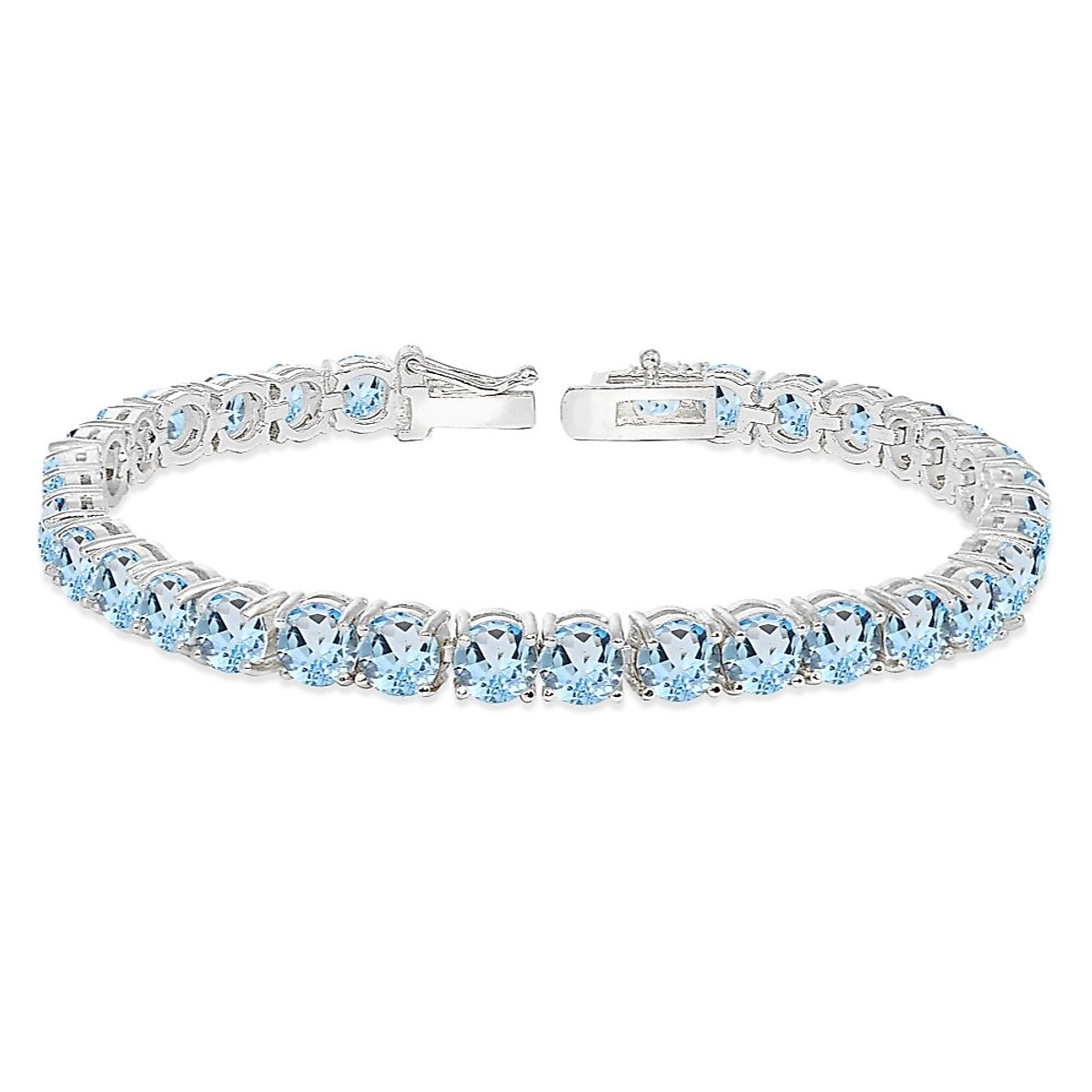 B. BRILLIANT Sterling Silver 5mm Round Genuine, Created or Simulated Gemstone Tennis Bracelet for Women