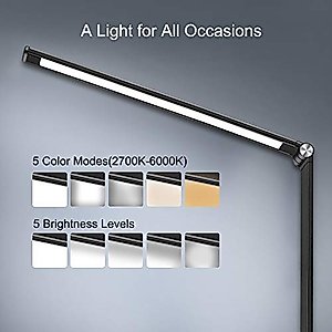 AFROG Multifunctional LED Desk Lamp with 10W Fast Wireless Charger, USB Charging Port, 5 Lighting Modes,7 Brightness Levels, 40 min Timer, Night Light Function,Eye-Caring Office Lamp, 5000K,8W,Black