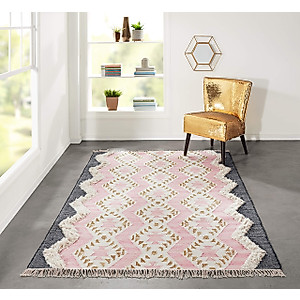 Novogratz by Momeni Rugs Indio 100% Wool Hand Made Contemporary Area Rug, 3' X 5', Pink (INDIOIND-1PNK3050)
