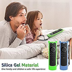 Xieen(2PCS) Fire tv Remote Cover(3rd Gen)(2021 Release), Fire Stick Remote Case Glow in The Dark, Light Weight, Anti Slip, Shock Proof(Glow Blue+Glow Green)
